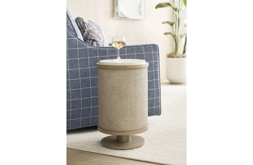 ROUND LINEN CHAIRSIDE TABLE Room Image 1